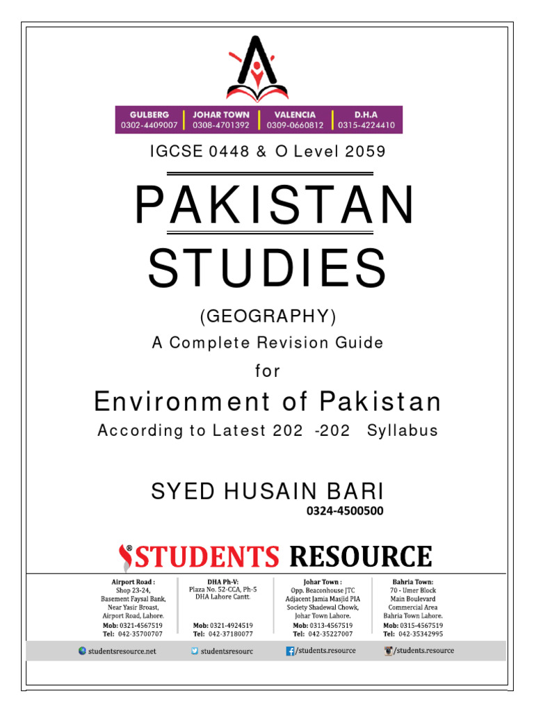 BARI O Level Pakistan Studies Notes Geography by Husain Bari Final 2021 ...