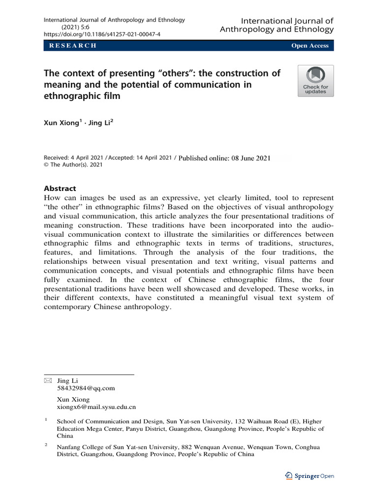 The Context of Presenting "Others": The Construction of Meaning and The Potential of ...