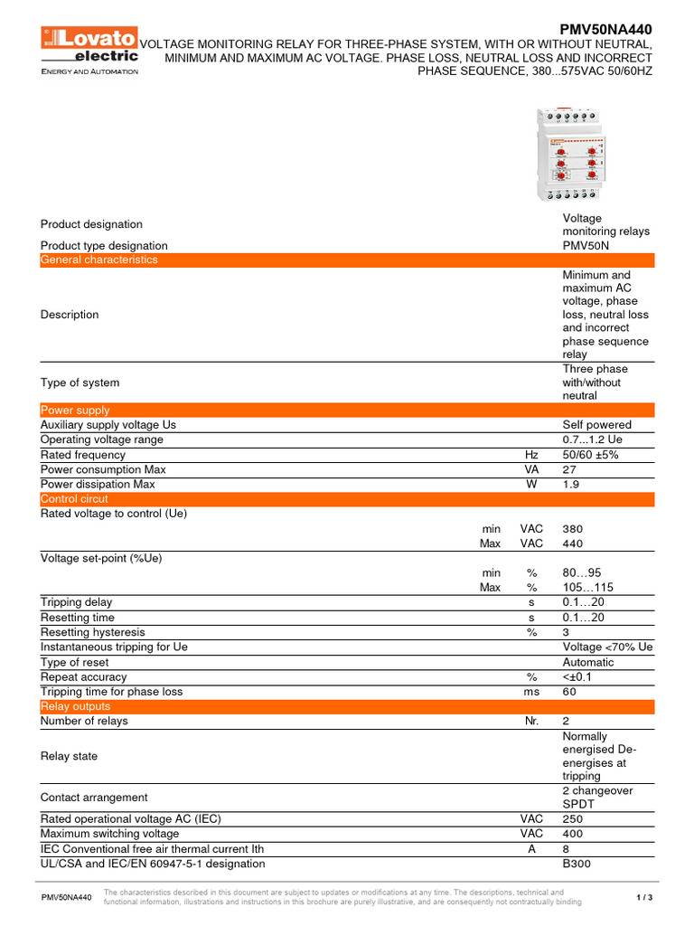 Voltage monitoring relays PMV 50n | PDF | Alternating Current | Electromagnetism
