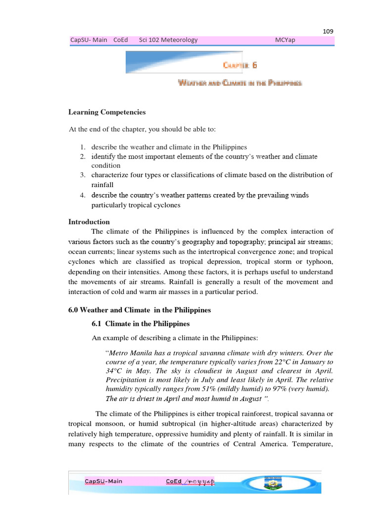 Chap 6 Weather and Climate in The Phil 1 | PDF | Tropical Cyclones | Rain