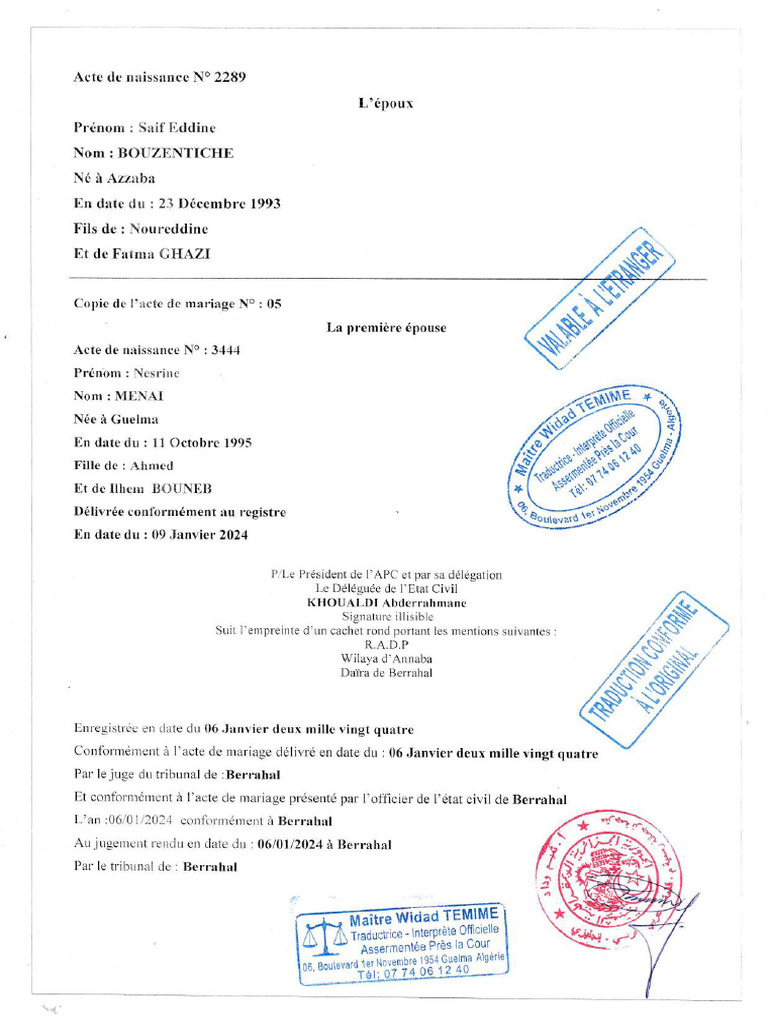 Acte de Mariage | PDF