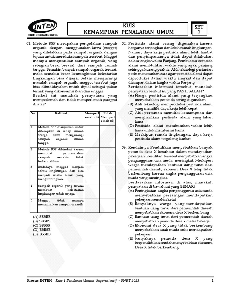 Kuis Penalaran Umum SNBT 2023 | PDF