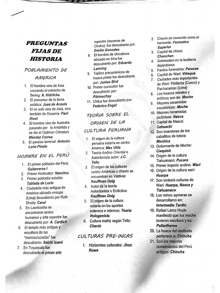 HISTORIA banco de preguntas y respuestas | PDF
