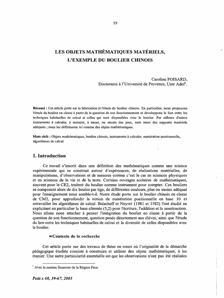 Les Objets Mathematiques Materiels Lexem | PDF