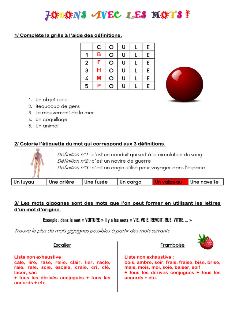 Jouons Avec Les Mots Cycle 3 Correction 1 | PDF