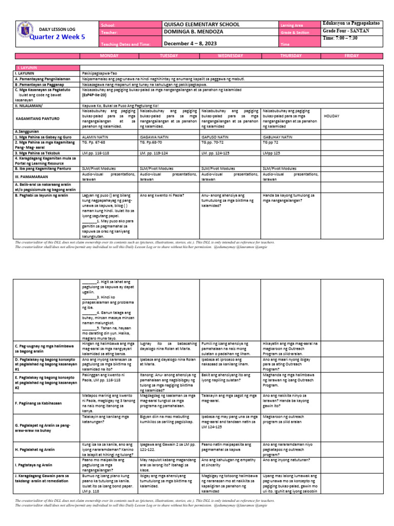 DOMINGA - Q2 WLP Week - 5 | PDF