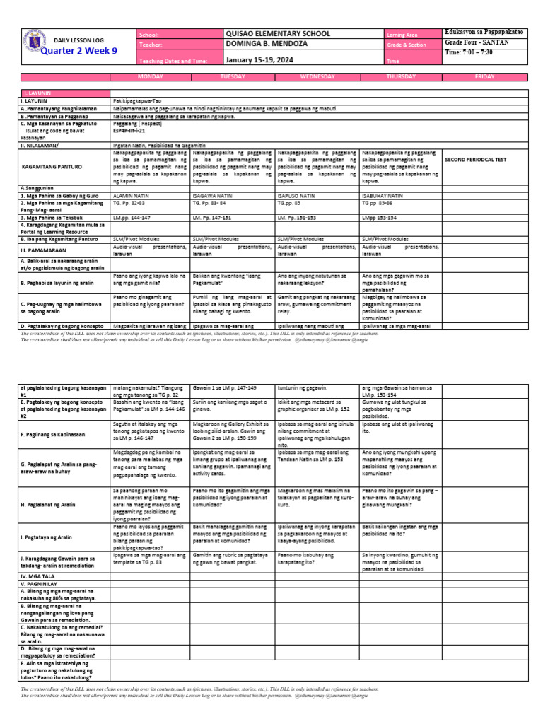 Dominga - q2 WLP Week-9 | PDF