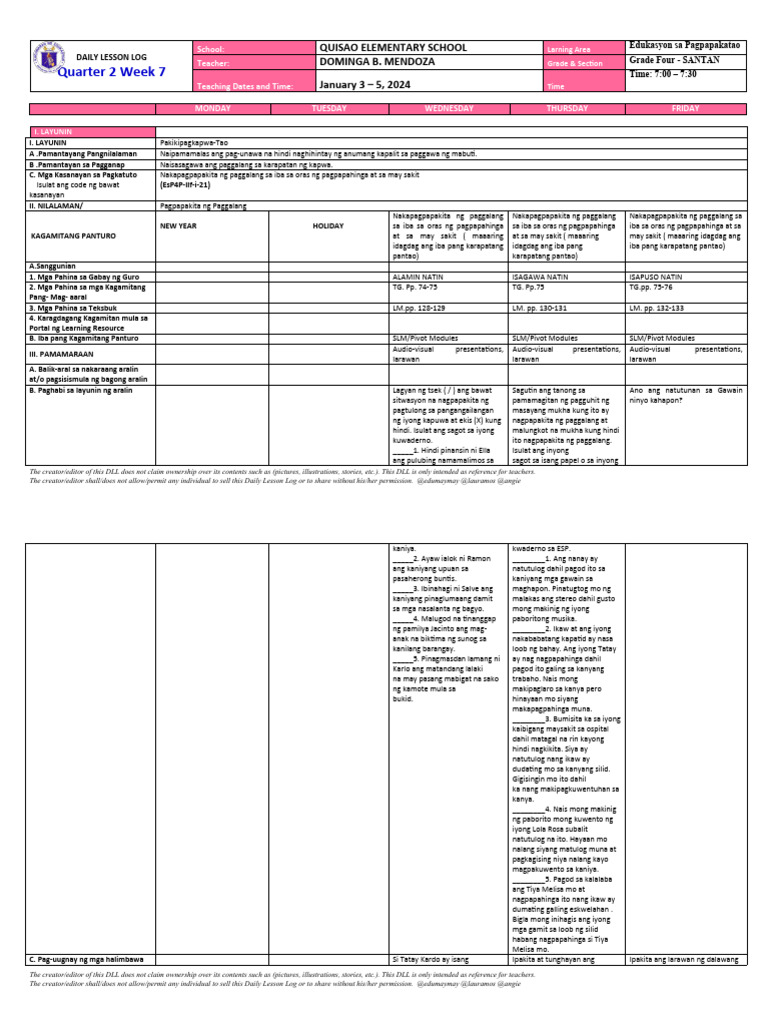 Dominga - q2 WLP Week-7 | PDF