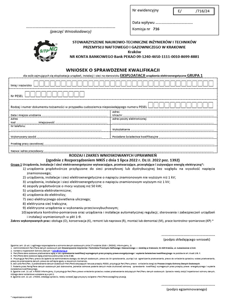 Wniosek O Sprawdzenie Kwalifikacji: (Pieczęć Wnioskodawcy) | PDF