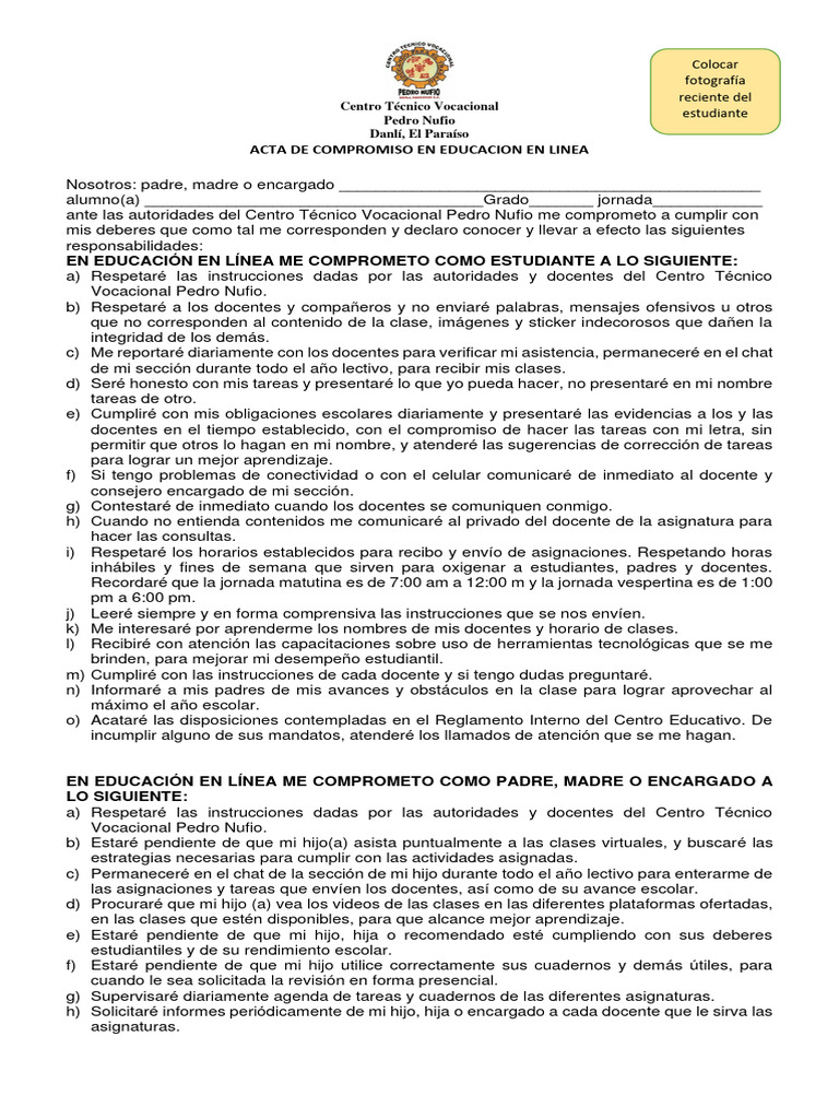 ACTA DE COMPROMISO Y ENTREVISTA 2021-convertido (1) | PDF | Maestros | Enseñando