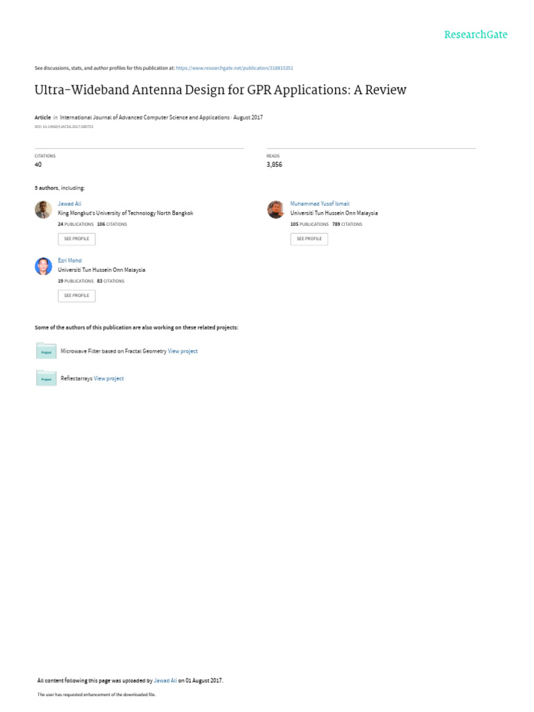 Ultra-Wideband Antenna Design For GPR Applications: A Review | PDF | Antenna (Radio) | Ultra ...