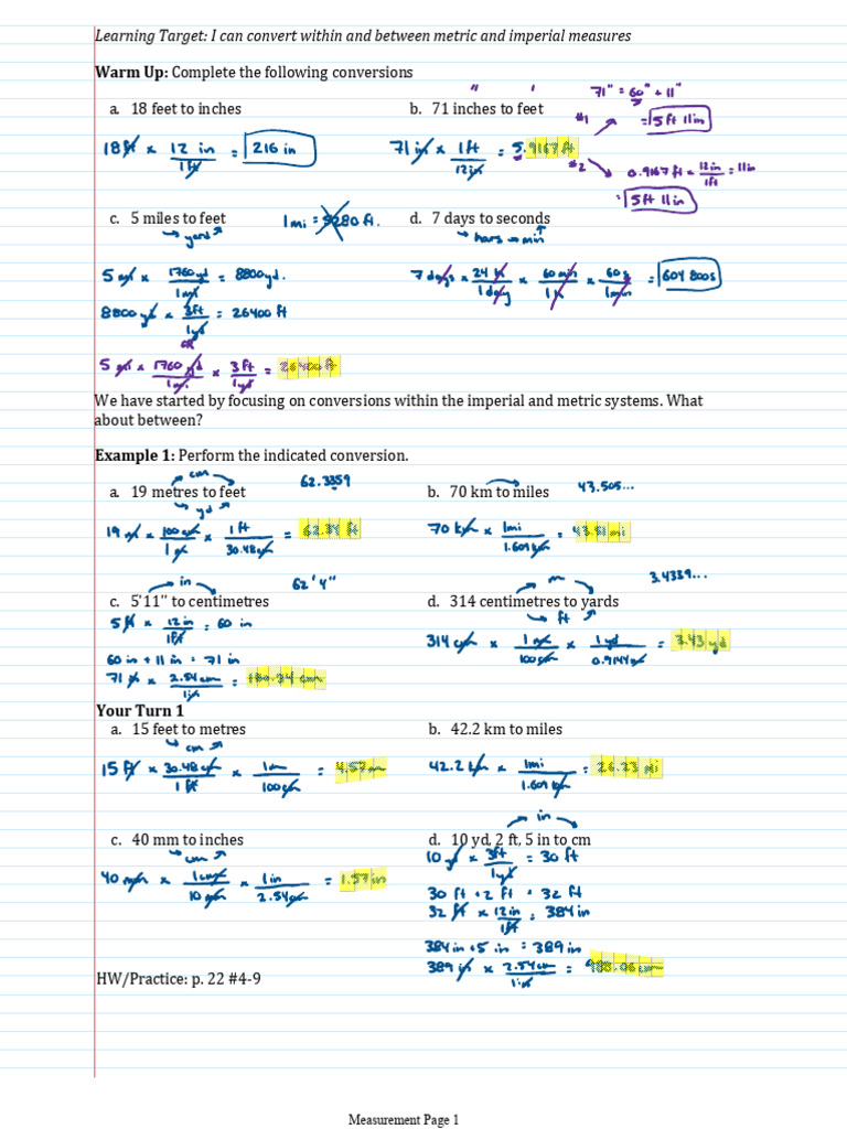 Unit Conversion Practice Worksheet | PDF