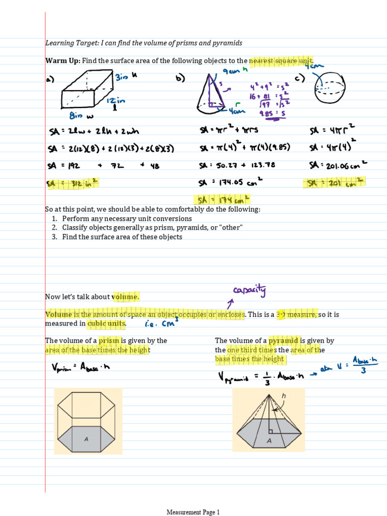 Volume of Prisms and Pyramids | PDF