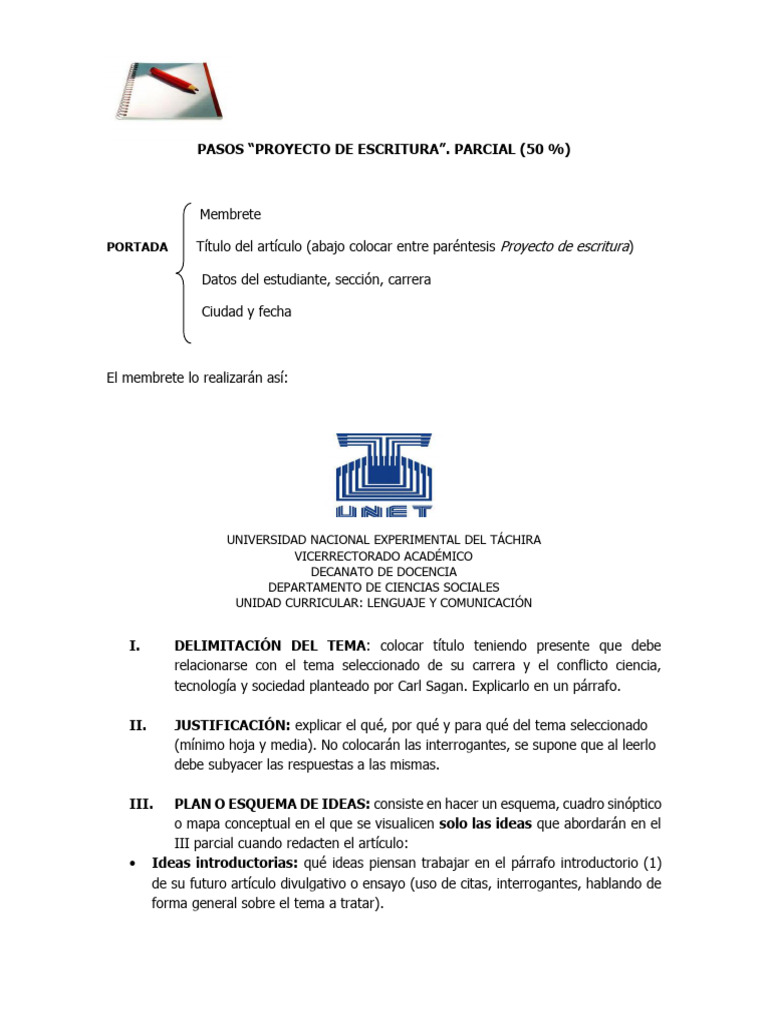 Pasos Proyecto de Escritura Ii Parcial. Intensivo Enero 2024 | PDF ...