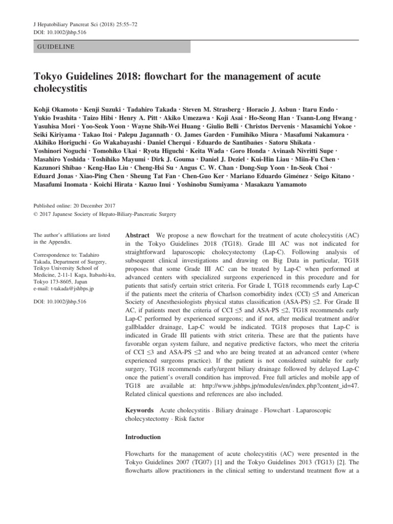 J Hepato Biliary Pancreat - 2017 - Okamoto - Tokyo Guidelines 2018 ...