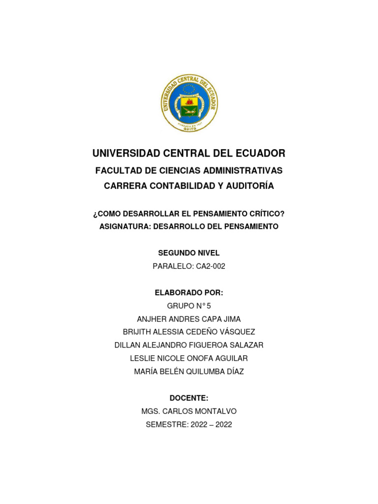 U1 Tarea3 Grupo | PDF | Pensamiento | Pensamiento crítico