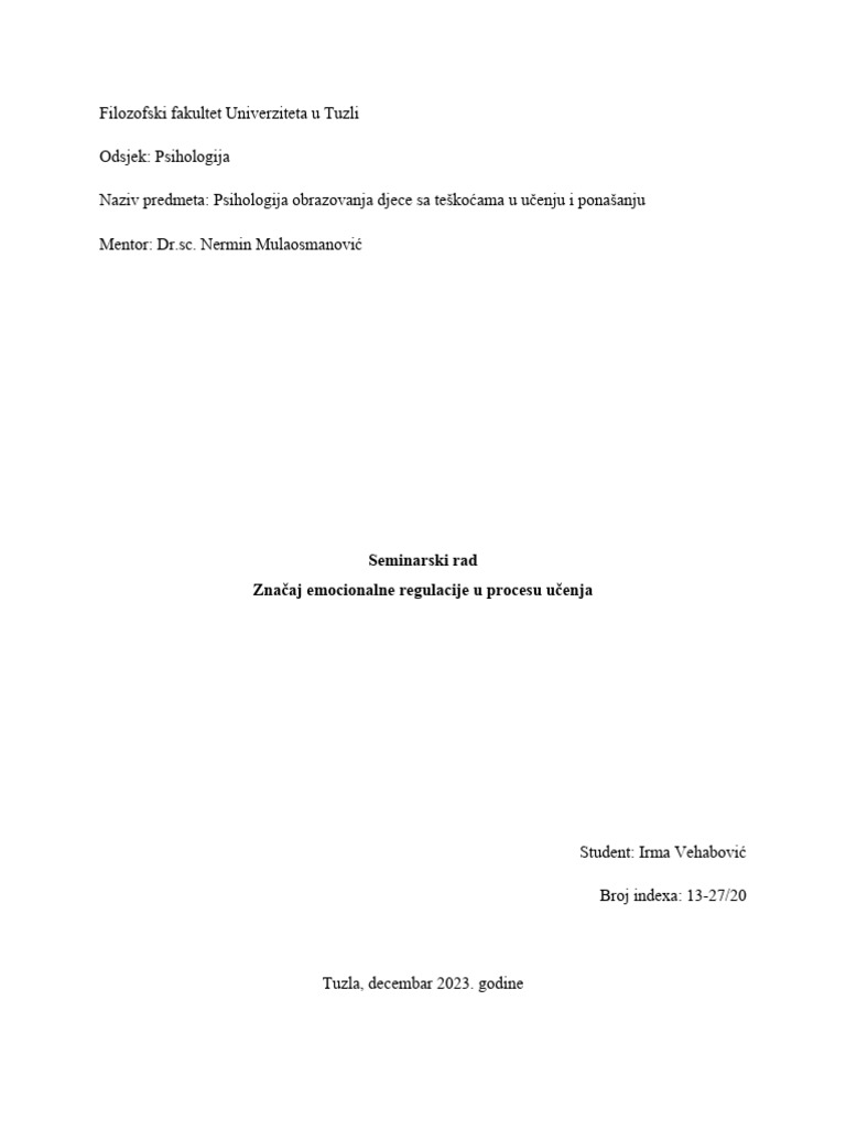 Emocionalna Regulacija | PDF