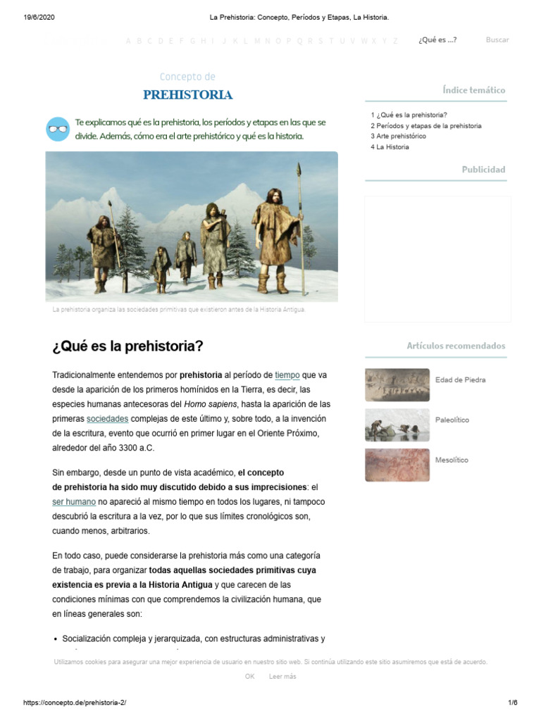 La Prehistoria: Conceptos y Etapas | PDF | Humano | Edad de Piedra