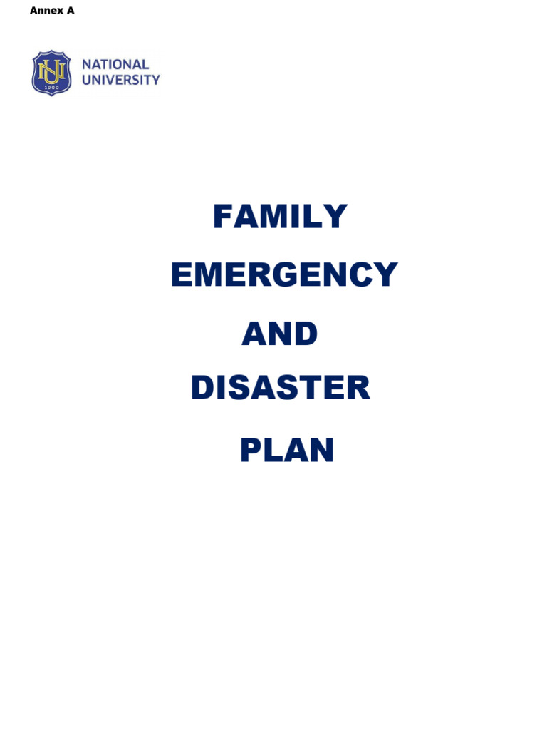 FAMILY EMERGENCY AND DISASTER PLAN - Template | PDF