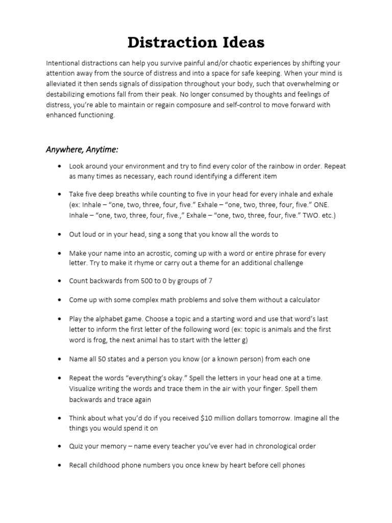 Distraction Ideas | PDF | Recall (Memory) | Cognitive Science