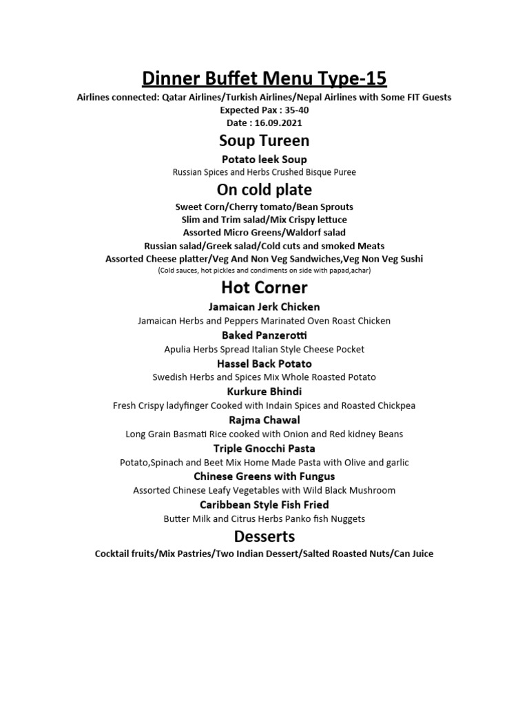 Buffet Menu Type-15 | PDF