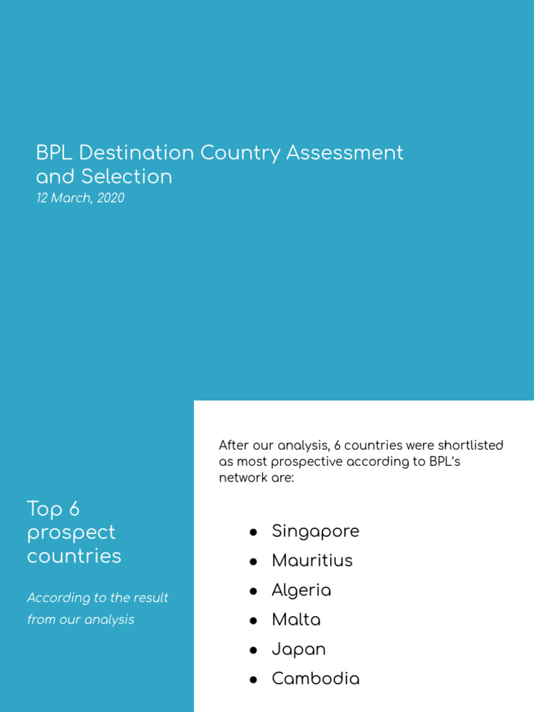BPL Destination Country Assessment Presentation - March 2020 | PDF ...