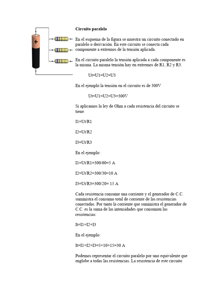 Circuito paralelo | PDF | Resistencia Eléctrica y Conductancia | voltaje