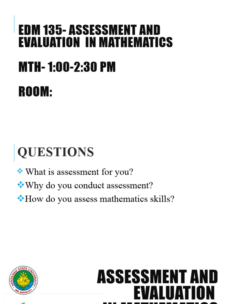 TOPIC 1 EDM 135 Assessment and Evaluation in Mathematics Revised | PDF ...