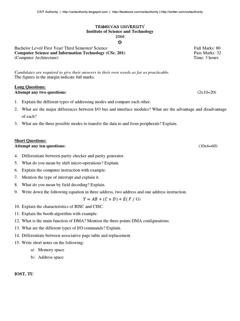 Institute Of Science And Technology Pdf Input Output Central