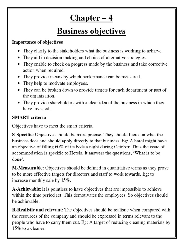 Chapter-4, Business Objectives | PDF | Profit (Economics) | Corporate ...