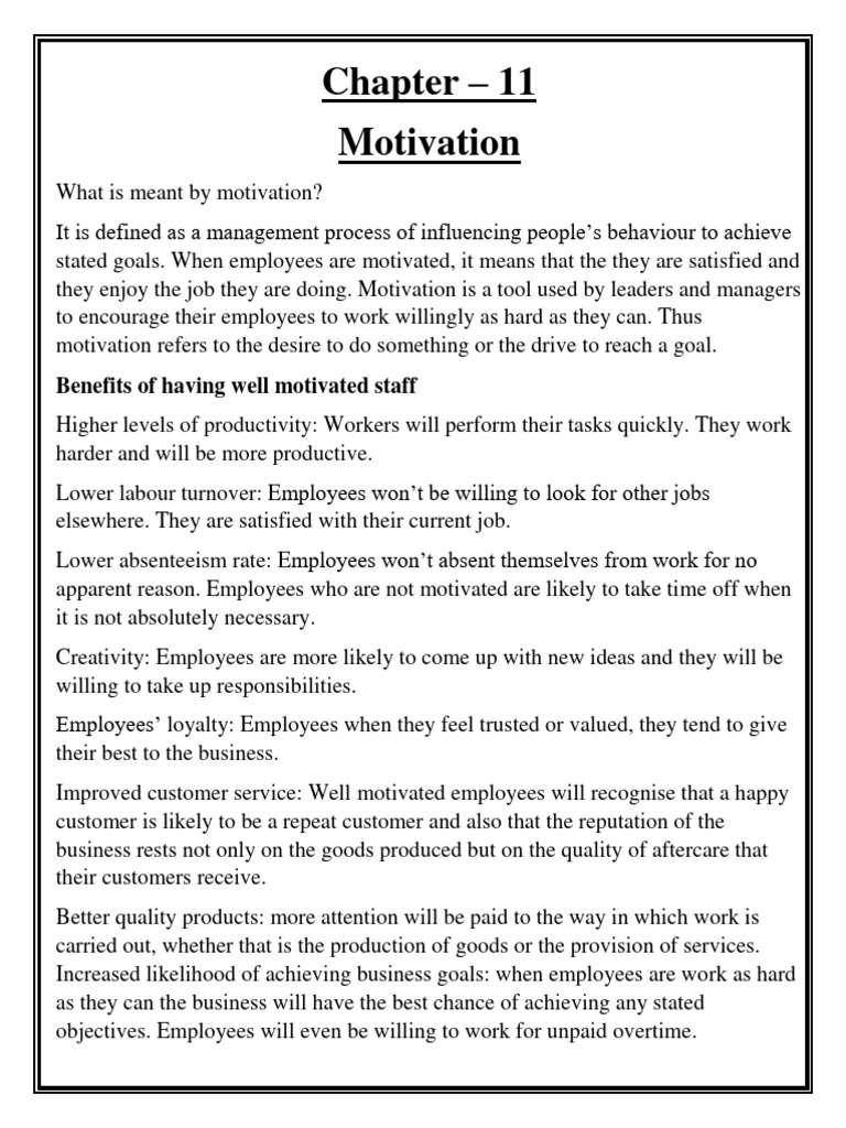 Chapter-11, Motivation | PDF | Motivation | Motivational
