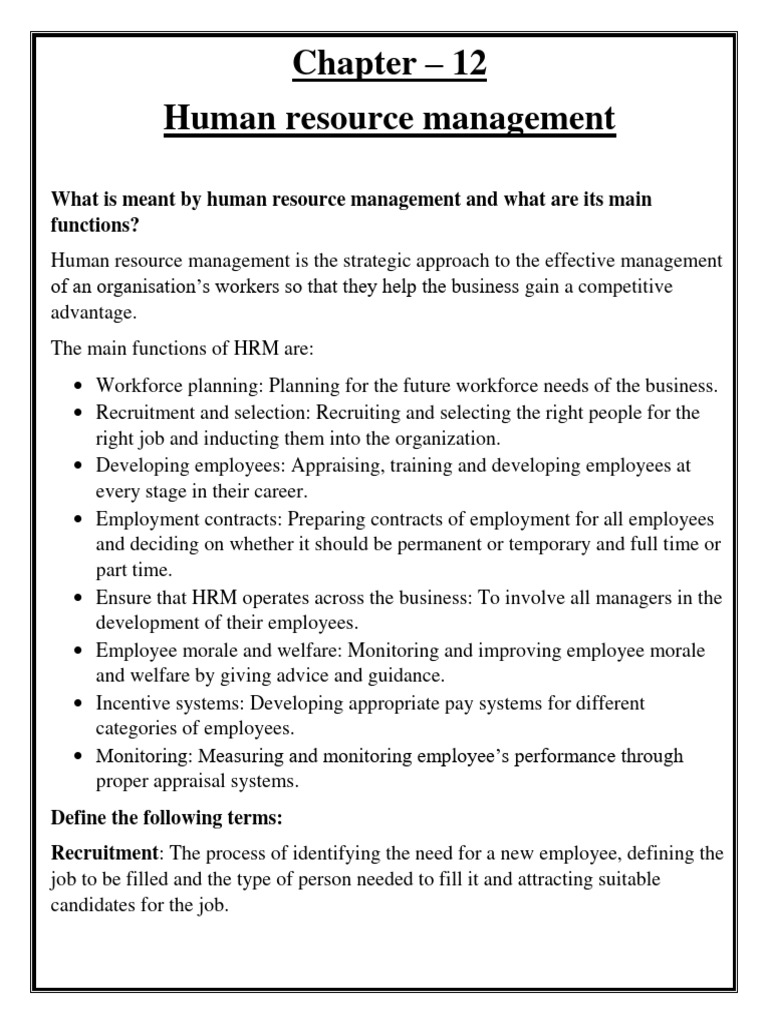 Chapter-12, Human Resource Management | PDF | Recruitment | Employment