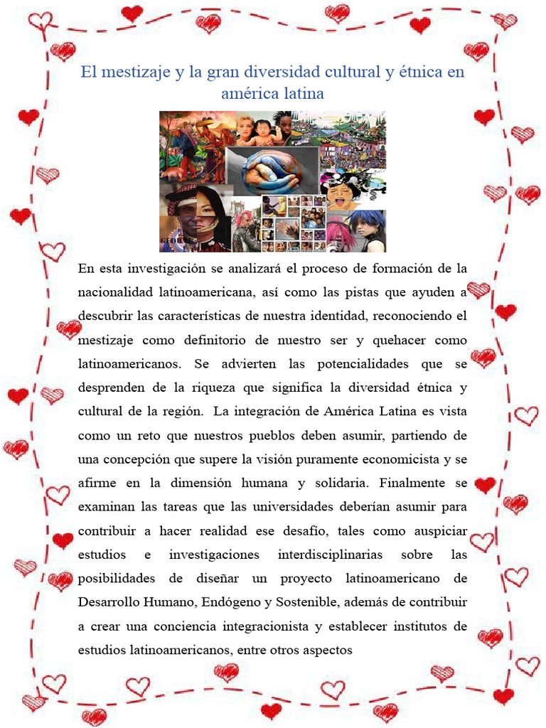 El Mestizaje y La Gran Diversidad Cultural y Étnica en América Latina ...