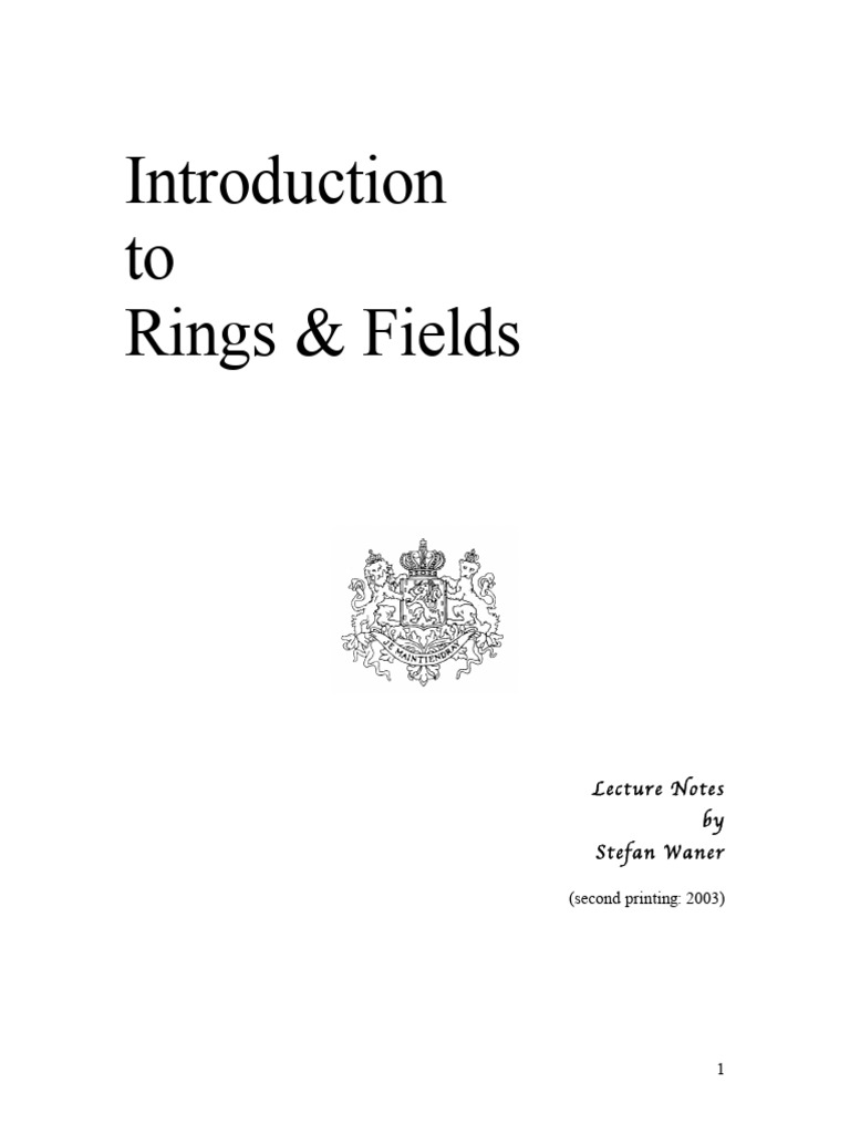 fields and rings | PDF | Ring (Mathematics) | Field (Mathematics)