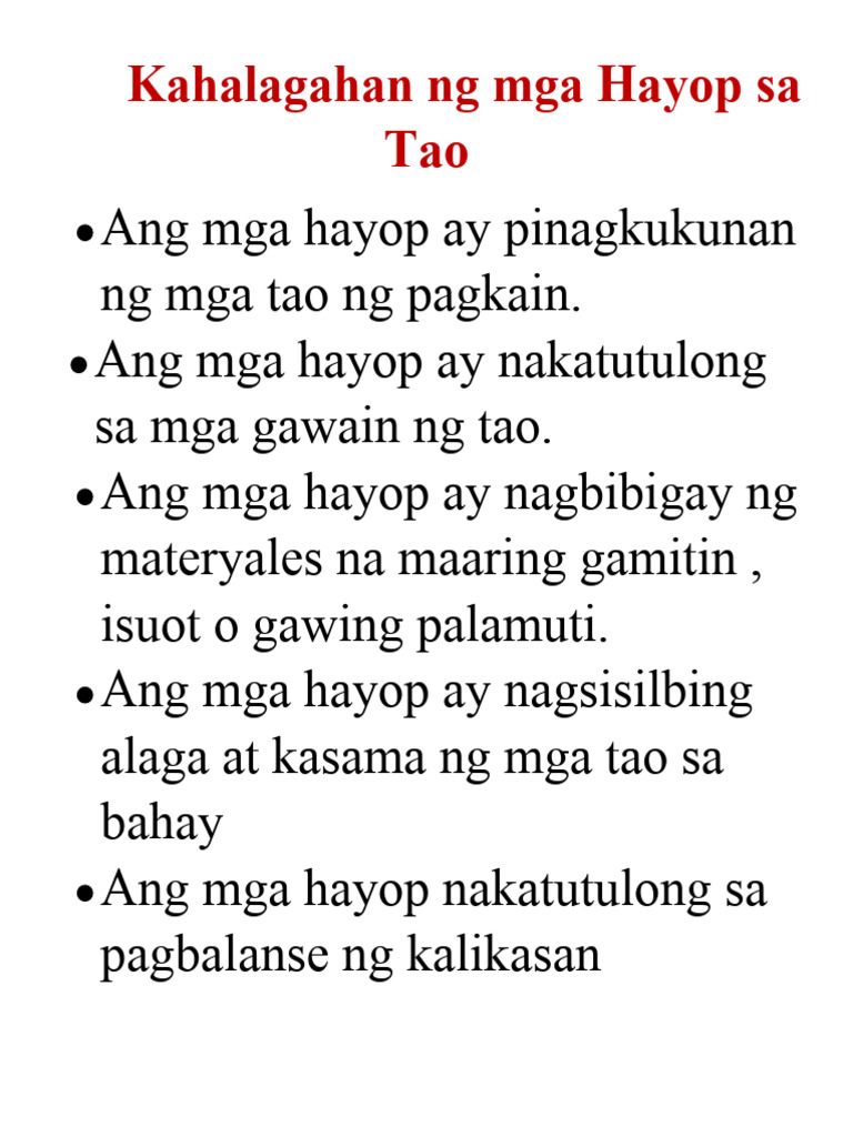 Kahalagahan NG Mga Hayop Sa Tao | PDF