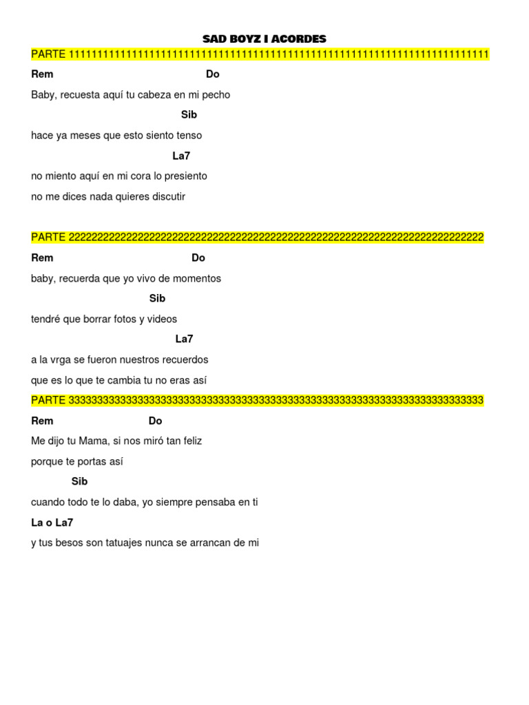 Sad Boyz TABS Acordes | PDF