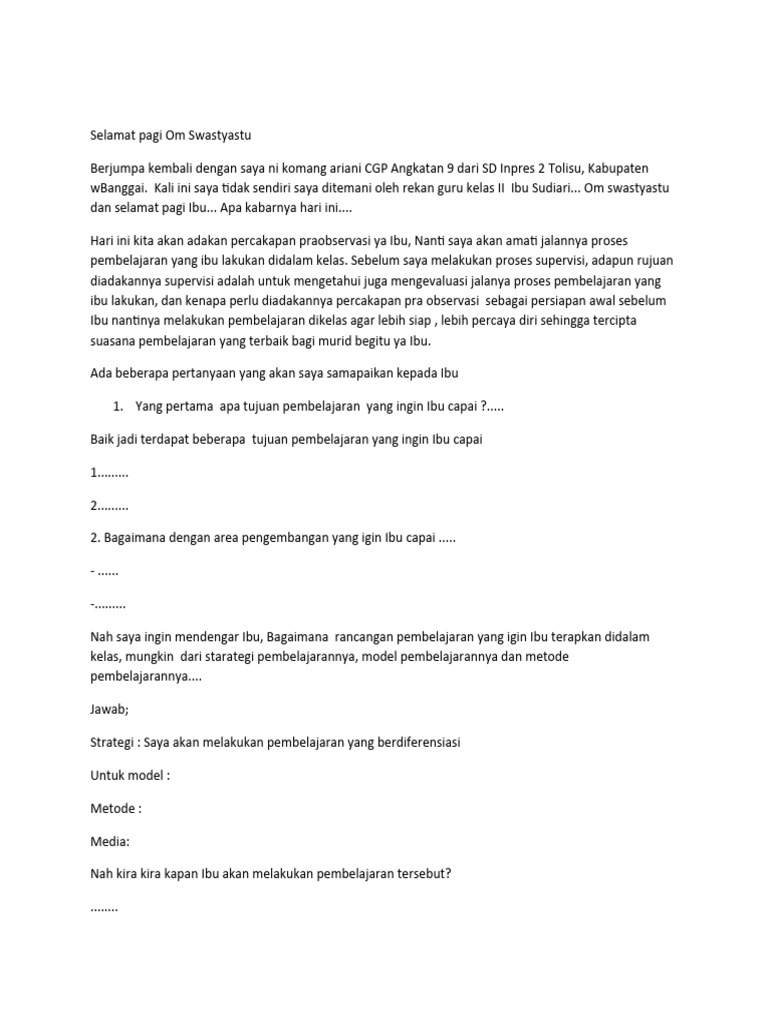 CGP Naskah Supervisi Pra Observasi | PDF