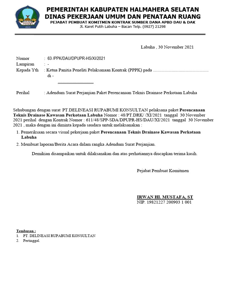 Lampiran Adendum Kontrak | PDF