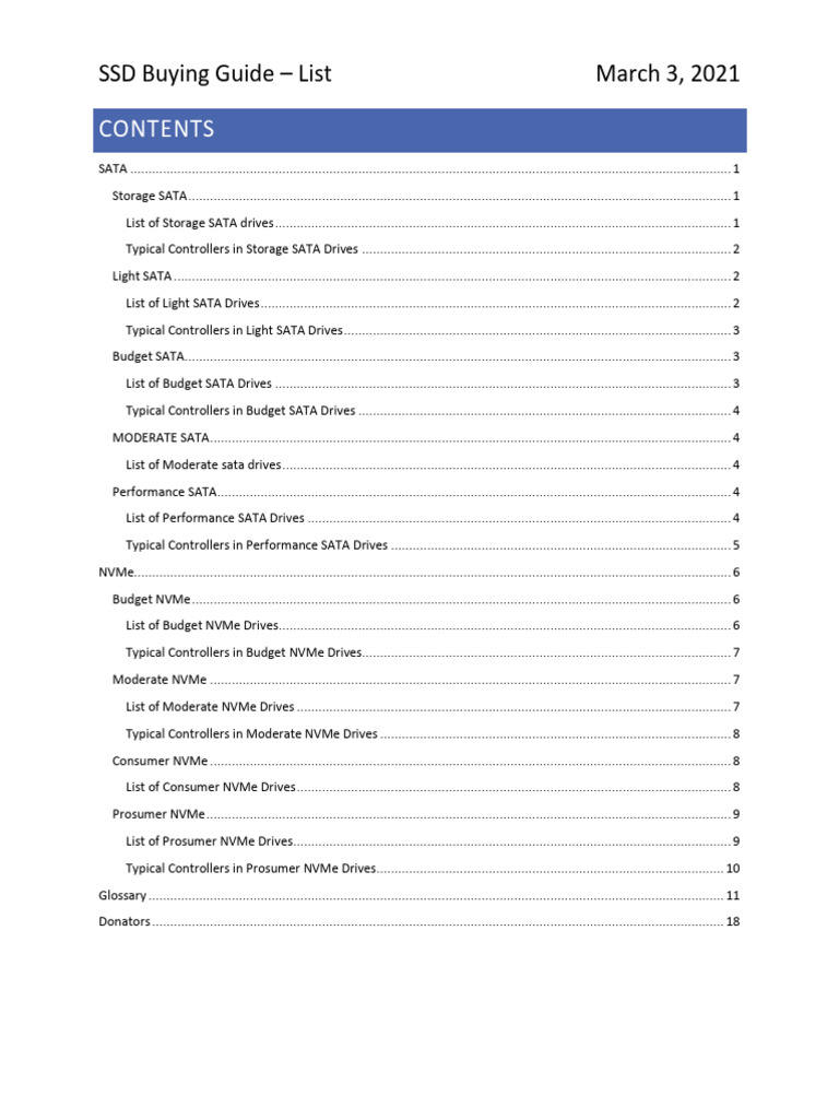 SSD Buying Guide List | PDF | Flash Memory | Solid State Drive