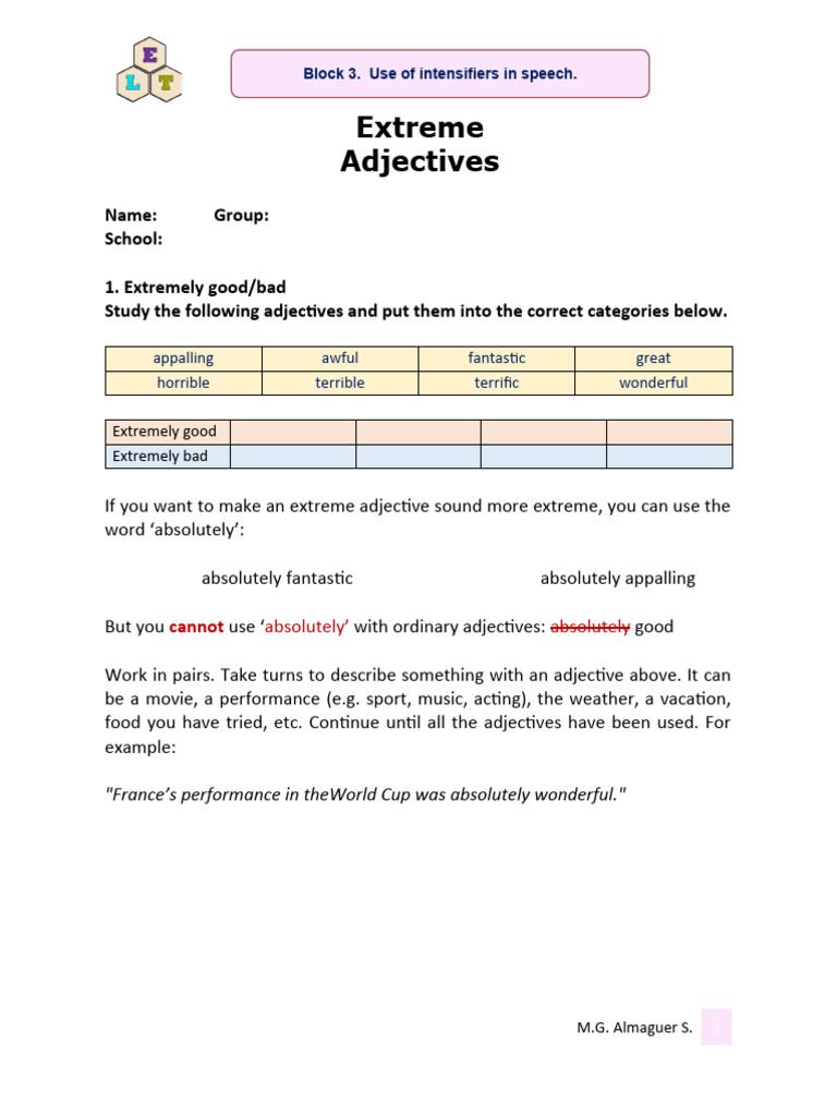 Extreme Adjectives | PDF | Adjective | Linguistics