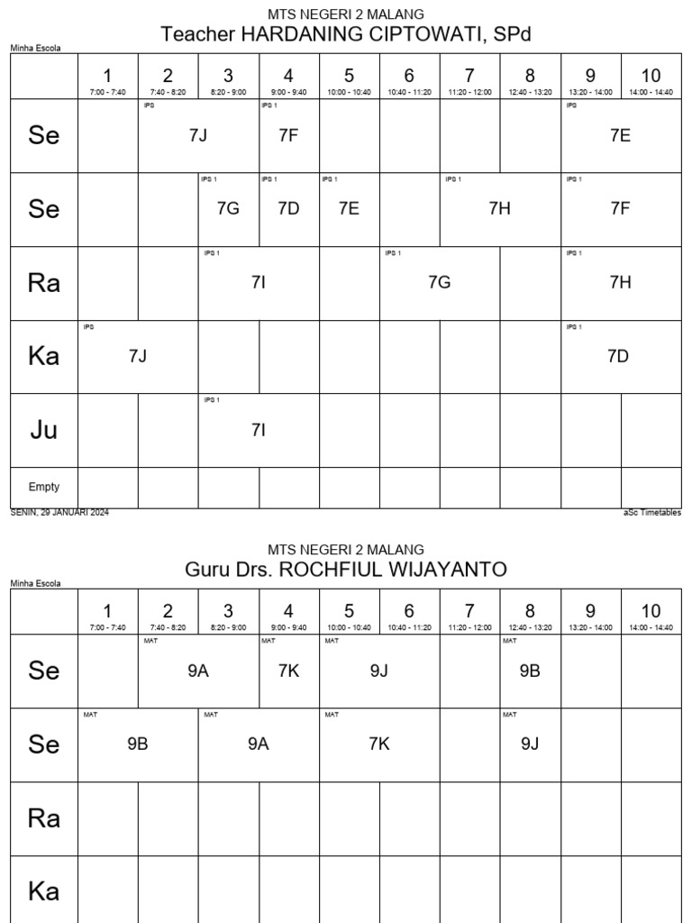 Jadwal Guru 29 Januari 2024 | PDF