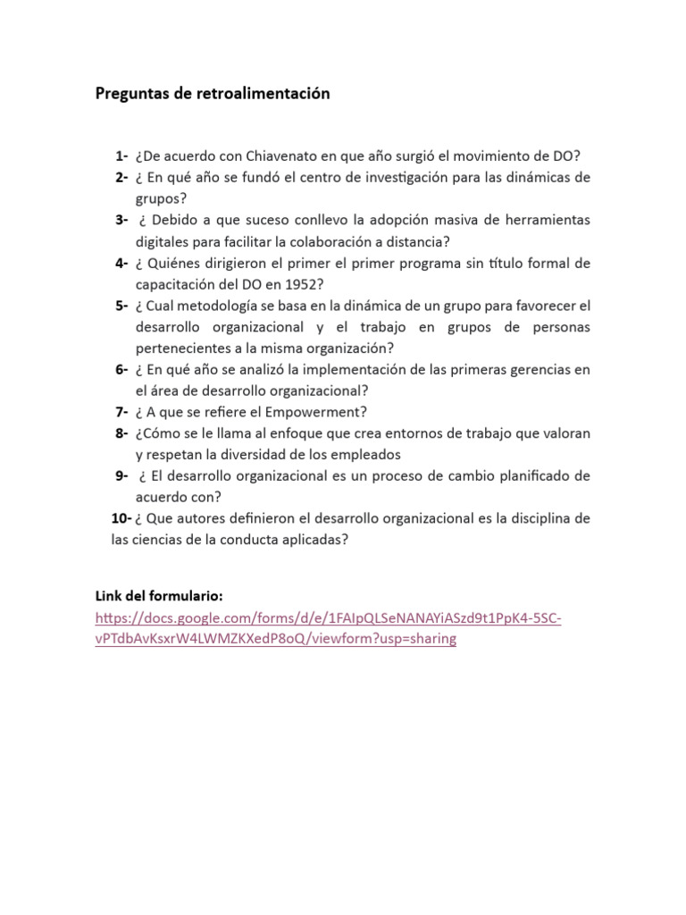 Preguntas de Retroalimentación | PDF