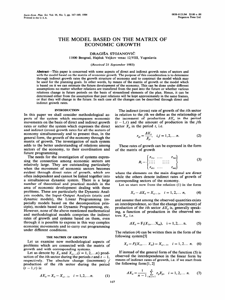 Economic Growth Matrix Model Analysis | PDF | Matrix (Mathematics ...