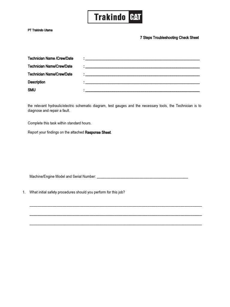 7 Steps Troubleshooting Check Sheet Technician Guide | PDF | Systems Engineering | Engineering