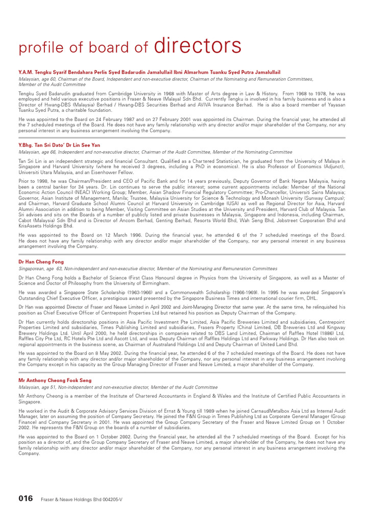 FN DirectorsProfile CorpInfo OperationsReview CorpGov1.4MB | PDF ...