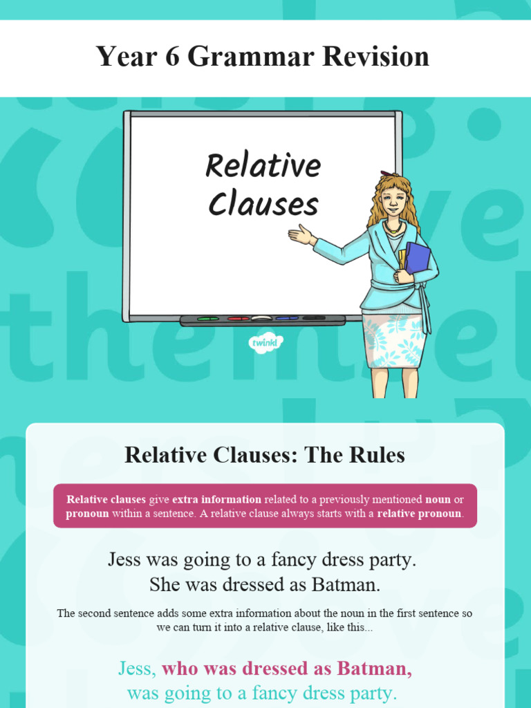 T2 E 2138 Year 6 Grammar Revision Guide and Quick Quiz Relative Clauses ...