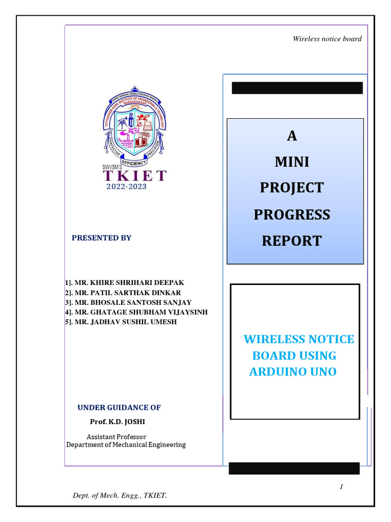 Wireless Notice Board Project Report | PDF | Arduino | Electrical ...
