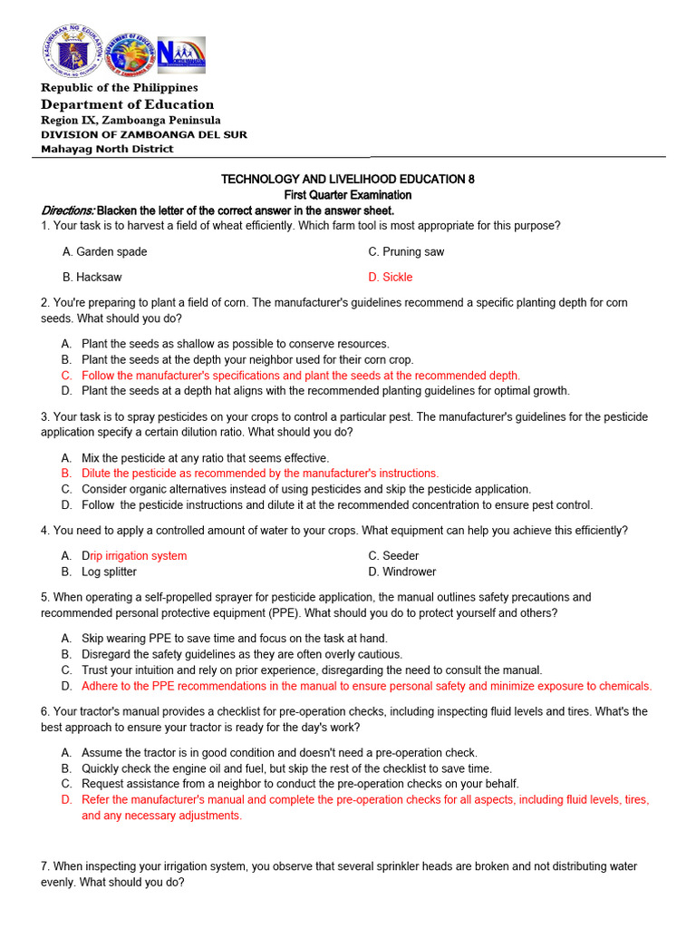 TQ8 Agri-Crop - With Answer Key | PDF | Agriculture | Irrigation