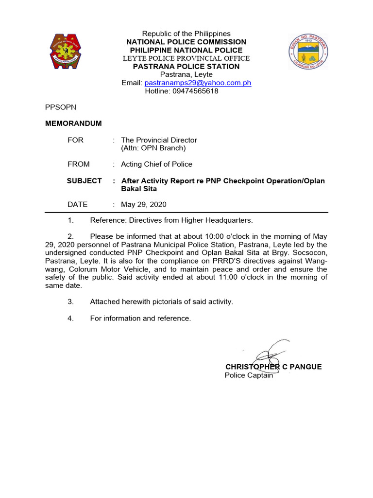 PNP Checkpoint May 29, 2020 10am-11am | PDF