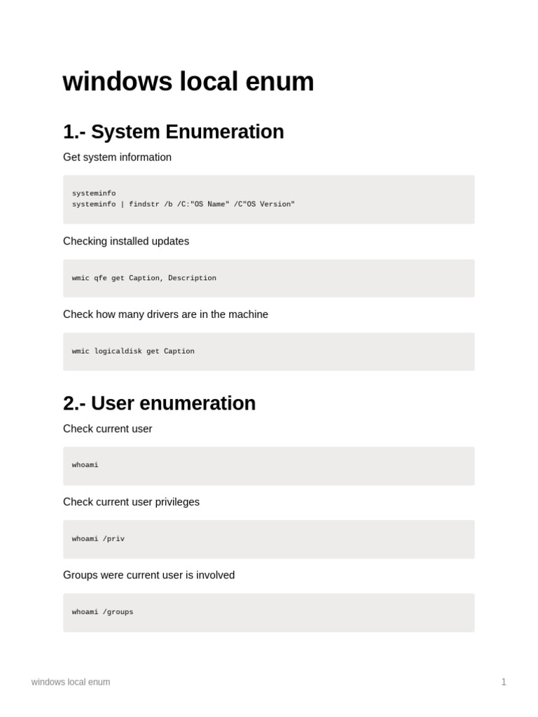 Windows Local Enum | PDF
